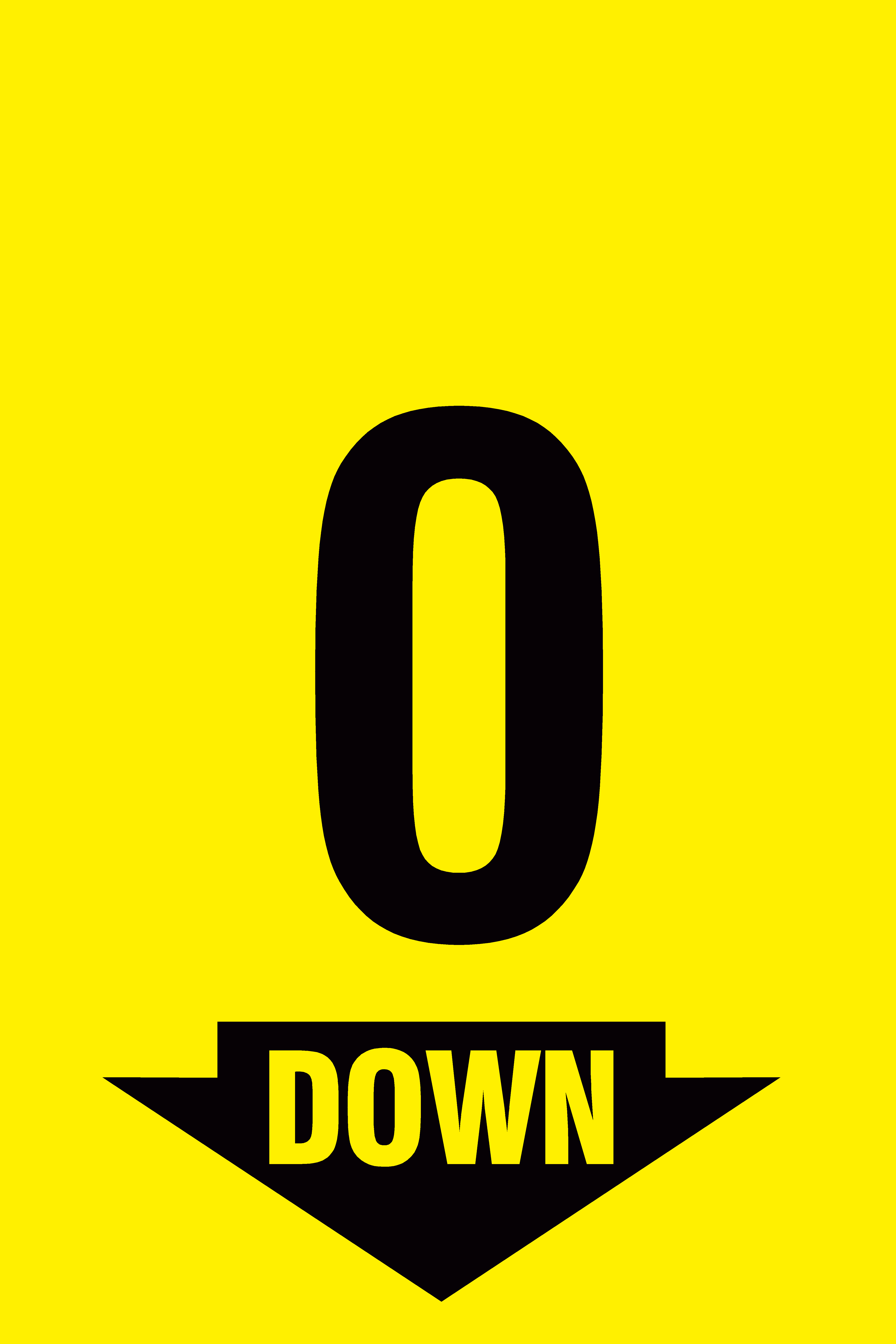 0' Down - Black Vinyl on Golden Yellow - Legacy Signs and Graphics